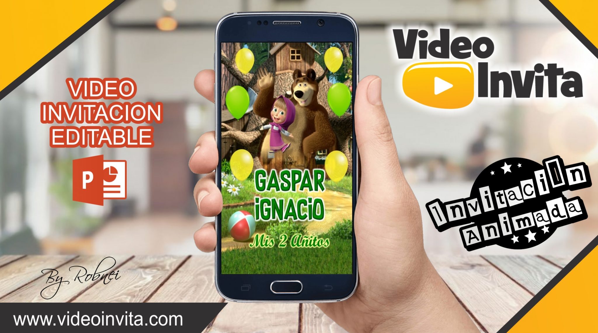 Video Invitación de Masha y el Oso Boy Editable - Robnei Blog
