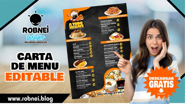 Carta de Menú para Restaurante Editable en CorelDRAW y Canva - RobCrea